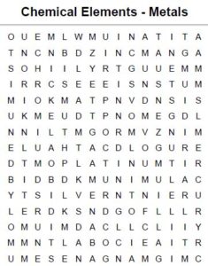 Metals & Non-Metals Word Search - Science Classroom Teacher Resources